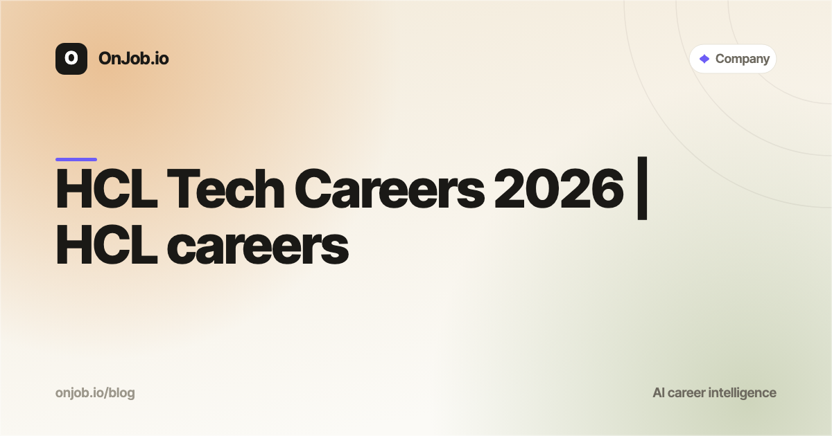 HCL Tech Careers 2026 | OnJob.io